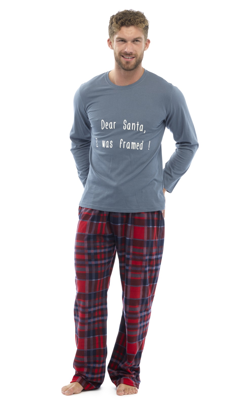 Luxury Mens Pyjamas Novelty Xmas Print Pjs Fleece Lounge Set Gift Size